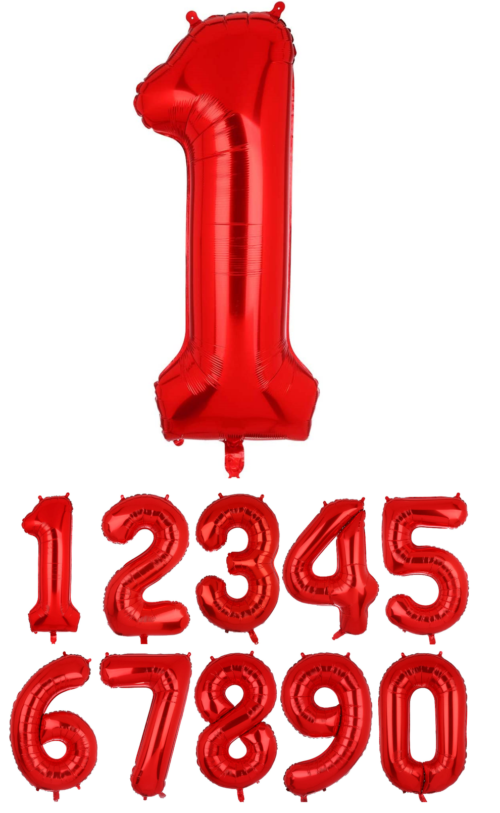 Virtuenity - Buy 40 Inch Red Numbered 0-9 Balloons For Parties