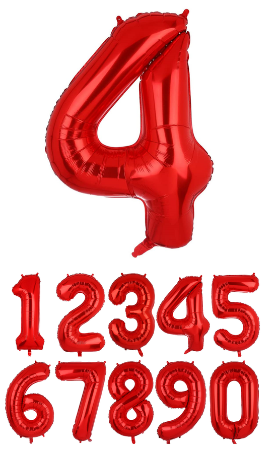 Virtuenity - Buy 40 Inch Red Numbered 0-9 Balloons For Parties