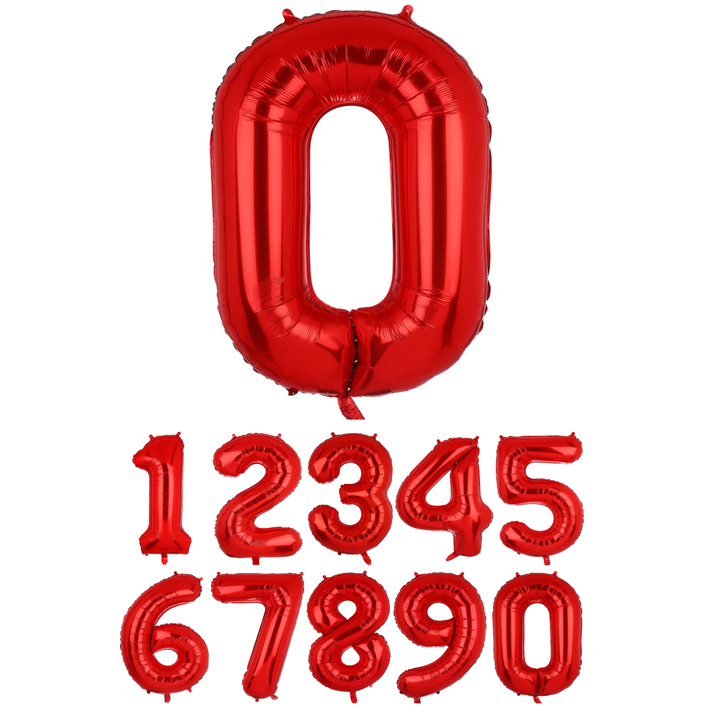 Virtuenity - Buy 40 Inch Red Numbered 0-9 Balloons For Parties